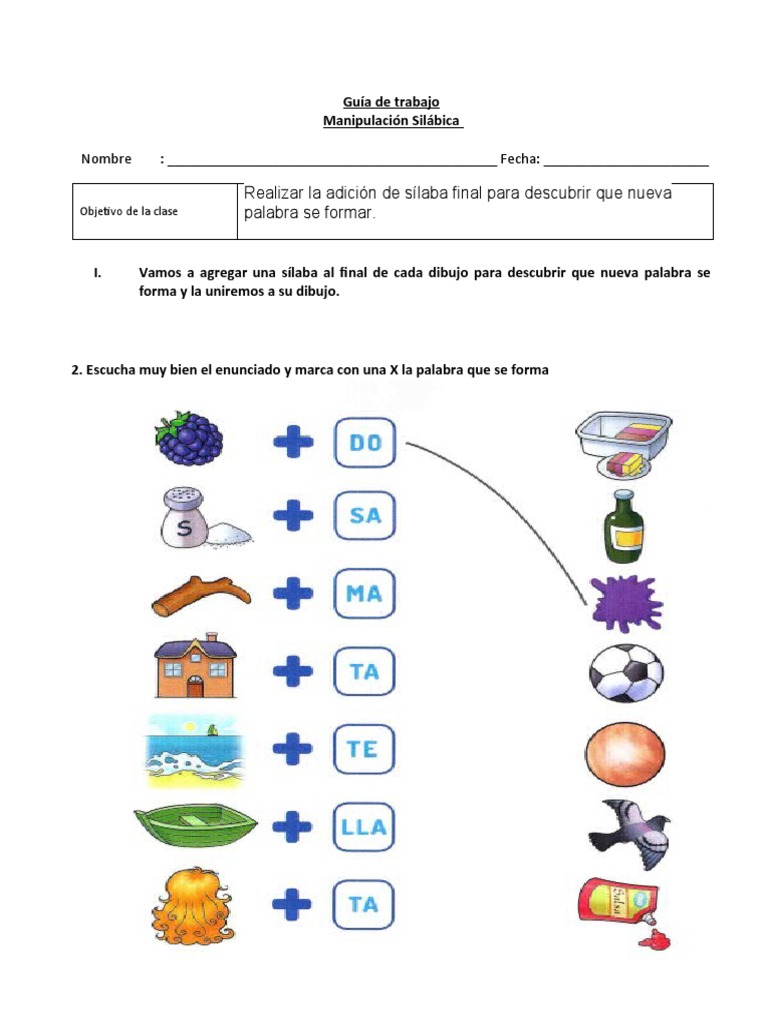 Guía de Trabajo Adicion de Silaba Final | PDF