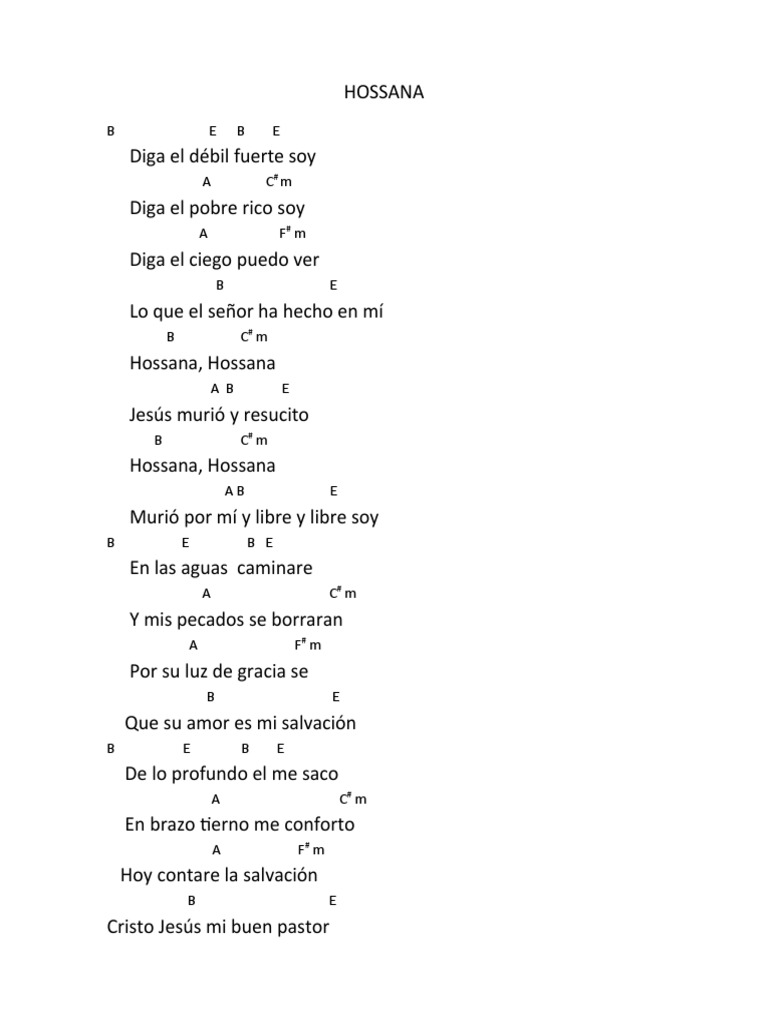 Letra de "Hossana" - Canción Cristiana | PDF