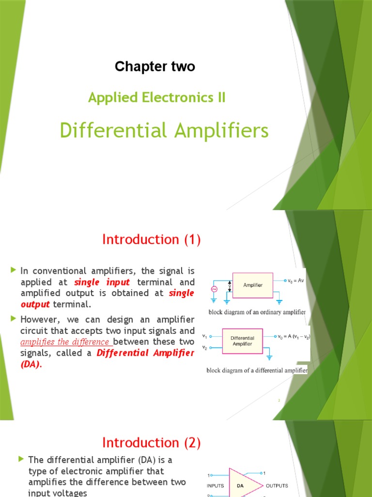 Chapter Two Differential Amplifiers 2nd Lecture | PDF | Amplifier | Bipolar Junction Transistor