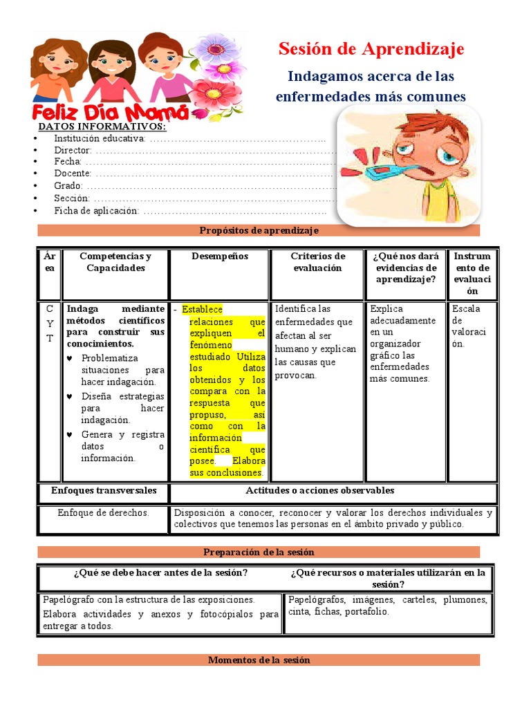 3° SESIÓN DÍA 4 CYT INDAGAMOS ACERCA DE LAS ENFERMEDADES MÁS COMUNES ...