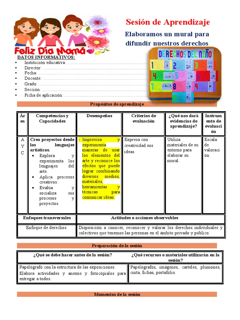 3° Sesión Día 5 Art Elaboramos Un Mural para Difundir Nuestros Derechos ...
