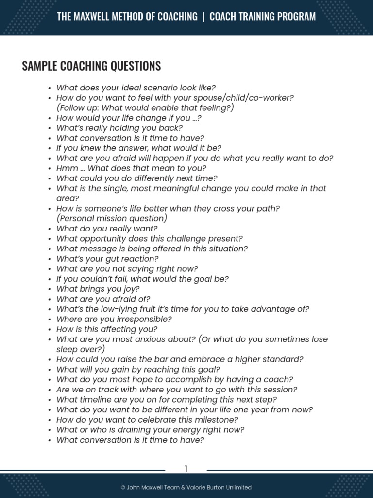 Sample Coaching Questions | PDF