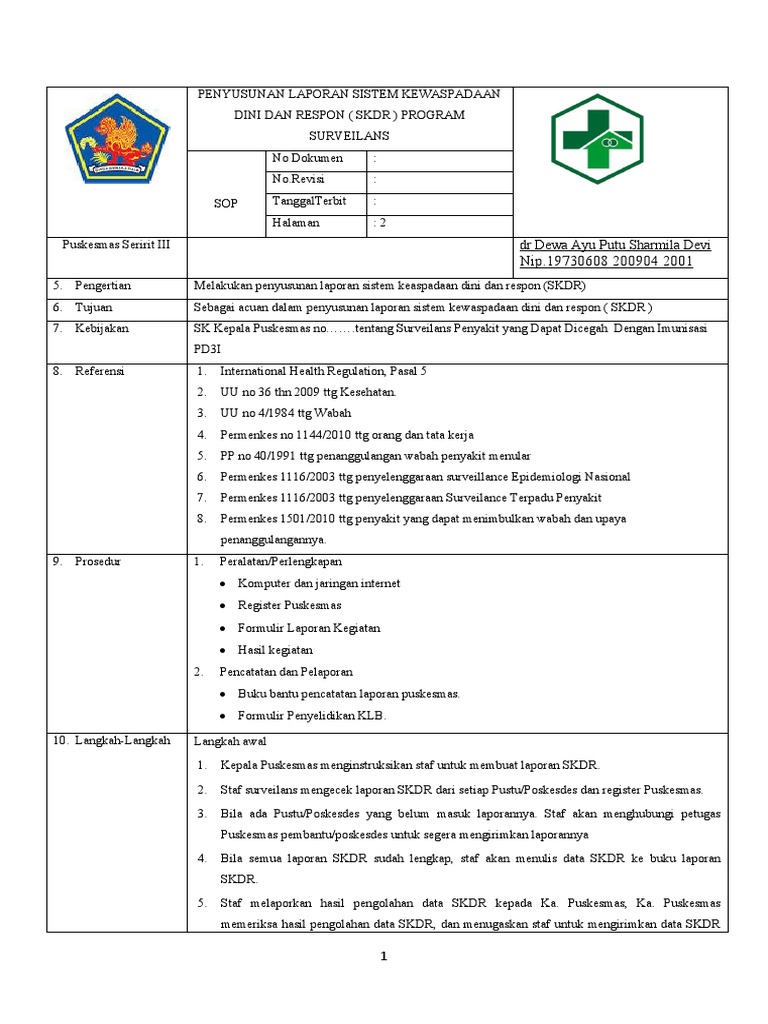 SOP Surveilans SKDR | PDF