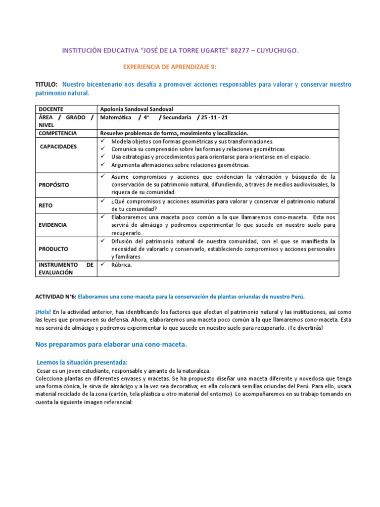 4°EXPR N°9 Actv 6 | PDF | Evaluación