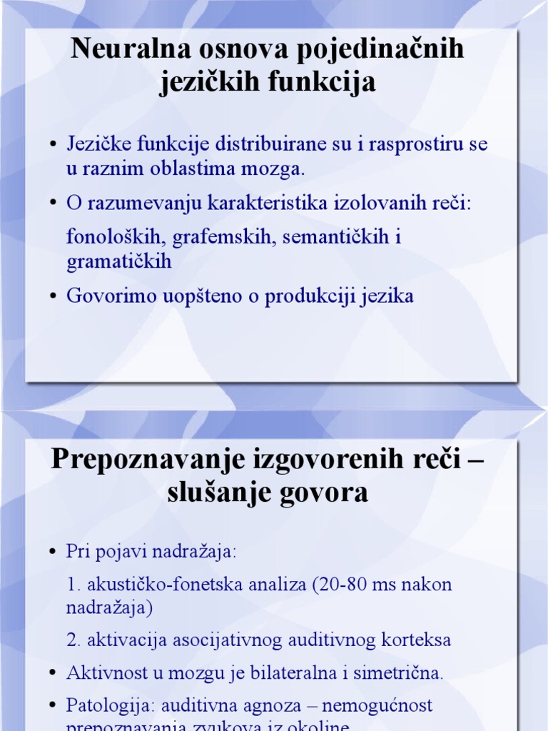 Neuralna Osnova Pojedinačnih Jezičkih Funkcija | PDF