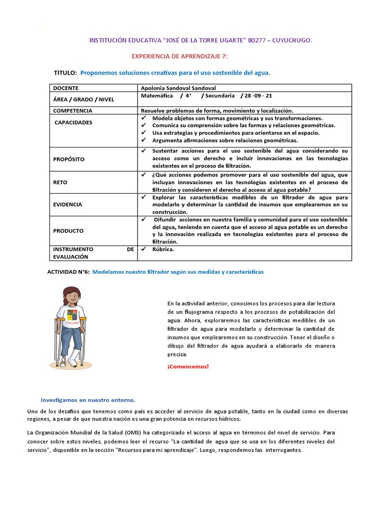 4°EXPR.N° 7. Act. 6 | PDF | Agua | Filtración