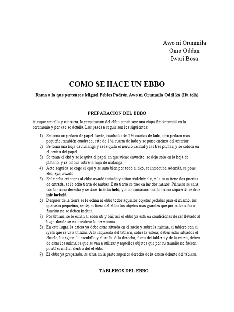 Ebbo de Tablero Obara Bogbe (Cuba) | PDF