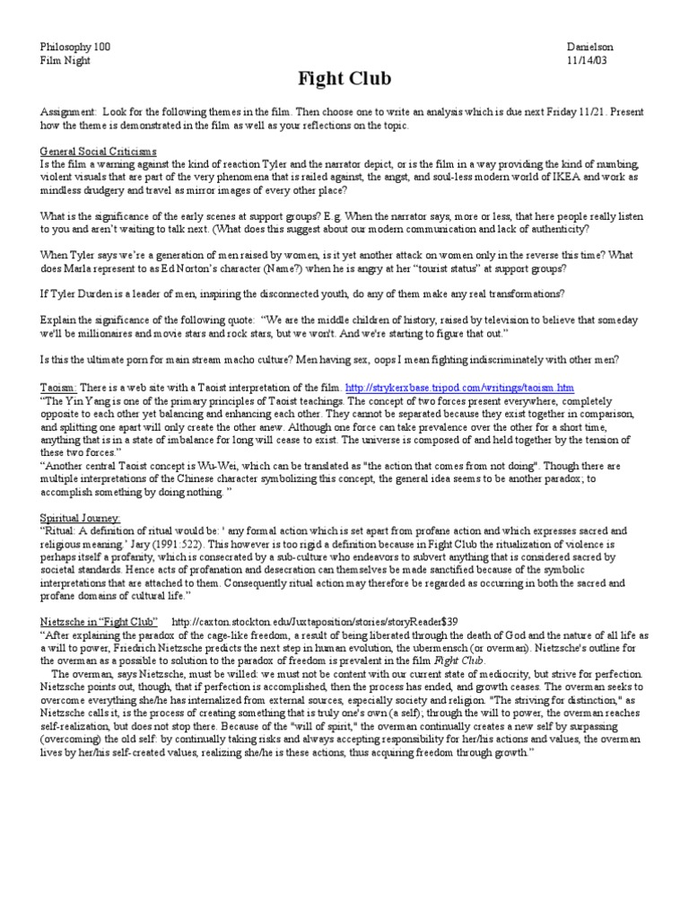 Fight Club: An Analysis of Themes and Philosophical Interpretations ...