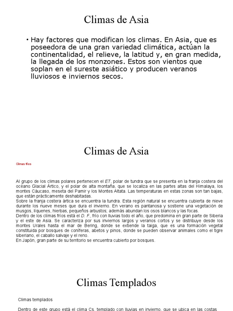 Climas de Asia | PDF | Clima | Clima templado