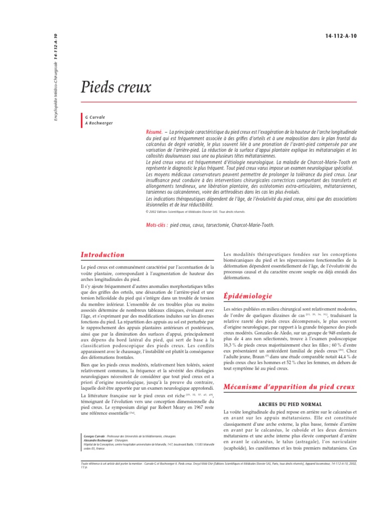 Pieds Creux : Causes, Symptômes et Traitements | PDF | Pied | Anatomie humaine