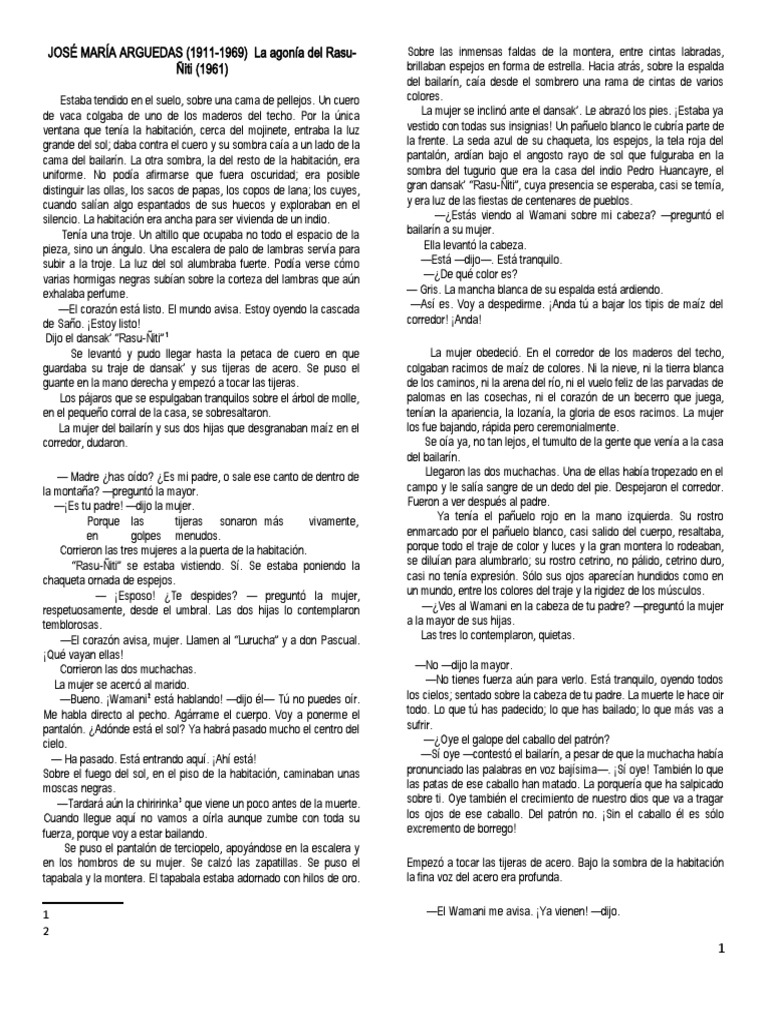 La Agonía de Rasu Ñiti Arguedas | PDF | Bailes