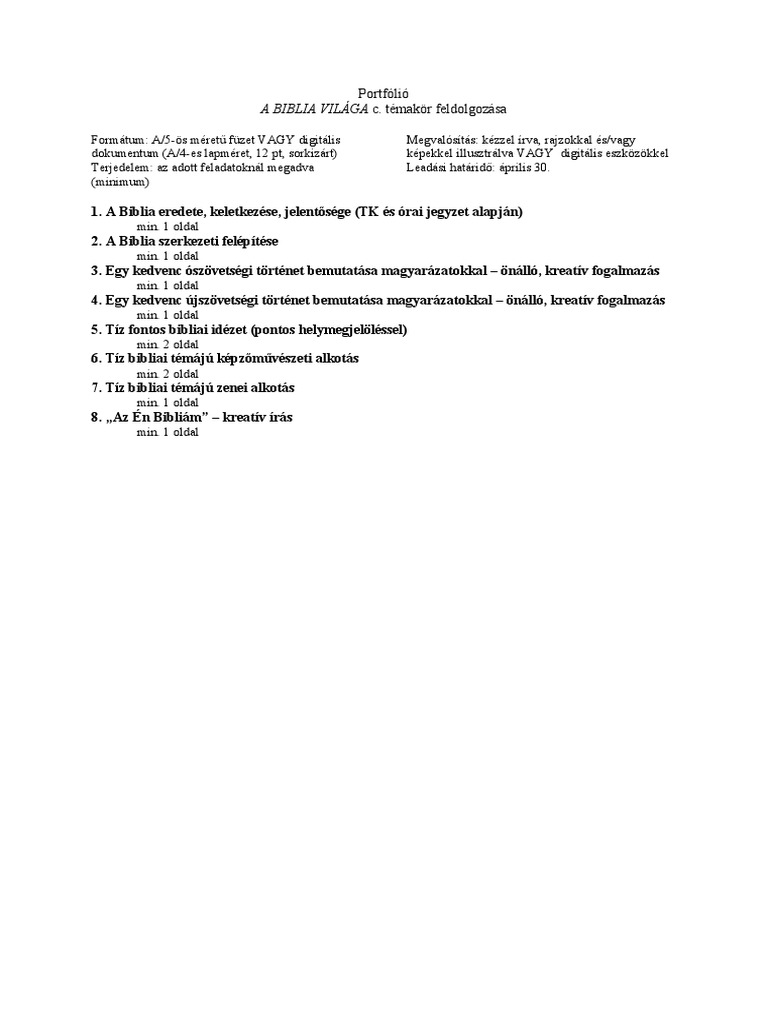 Biblia Portfólió | PDF