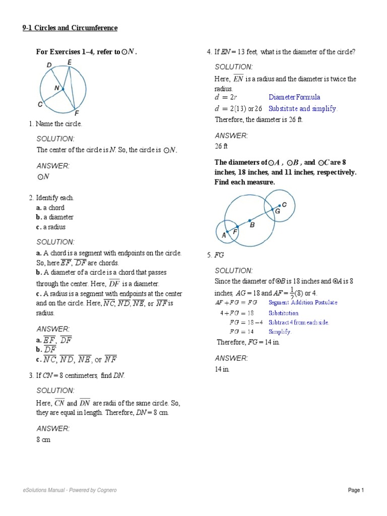 9 1 Circles and Circumference | PDF | Circle | Triangle