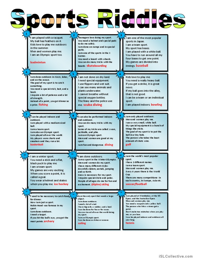 Sports Riddles - Key | PDF | Sports | Individual Sports