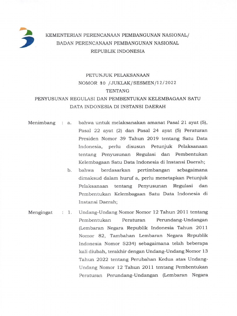 Juklak SDI Bappenas 2022 | PDF