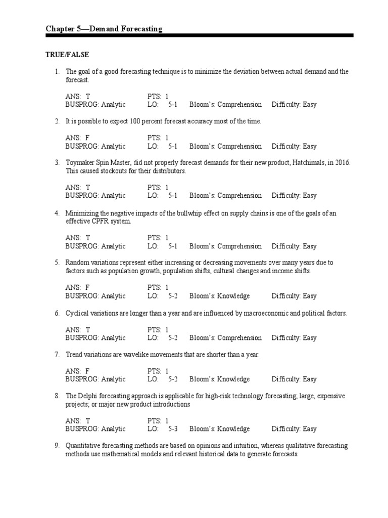 Test Questions | PDF | Forecasting | Moving Average