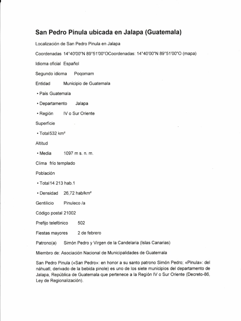 Monografía de San Pedro Pinula | PDF