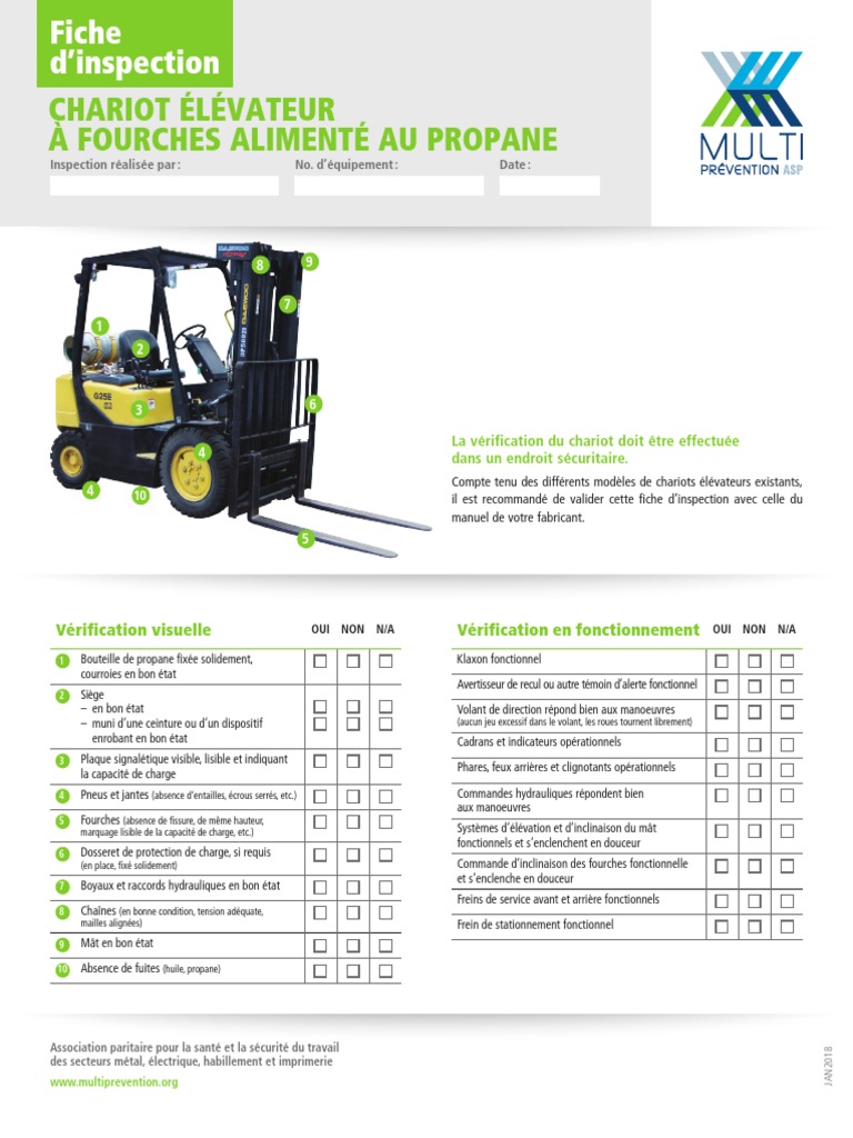 Fiche d'Inspection Chariot Élévateur Propane | PDF