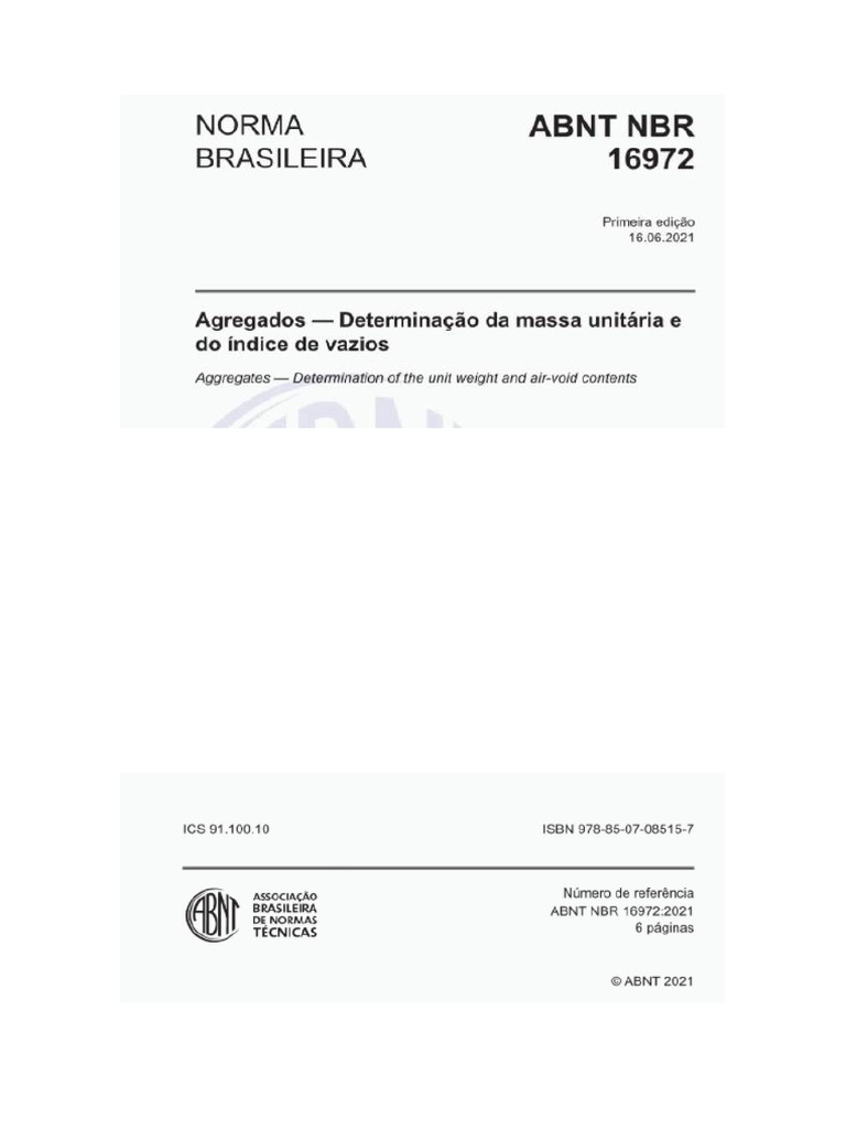 NBR 16972-2021 - Massa Unitária | PDF