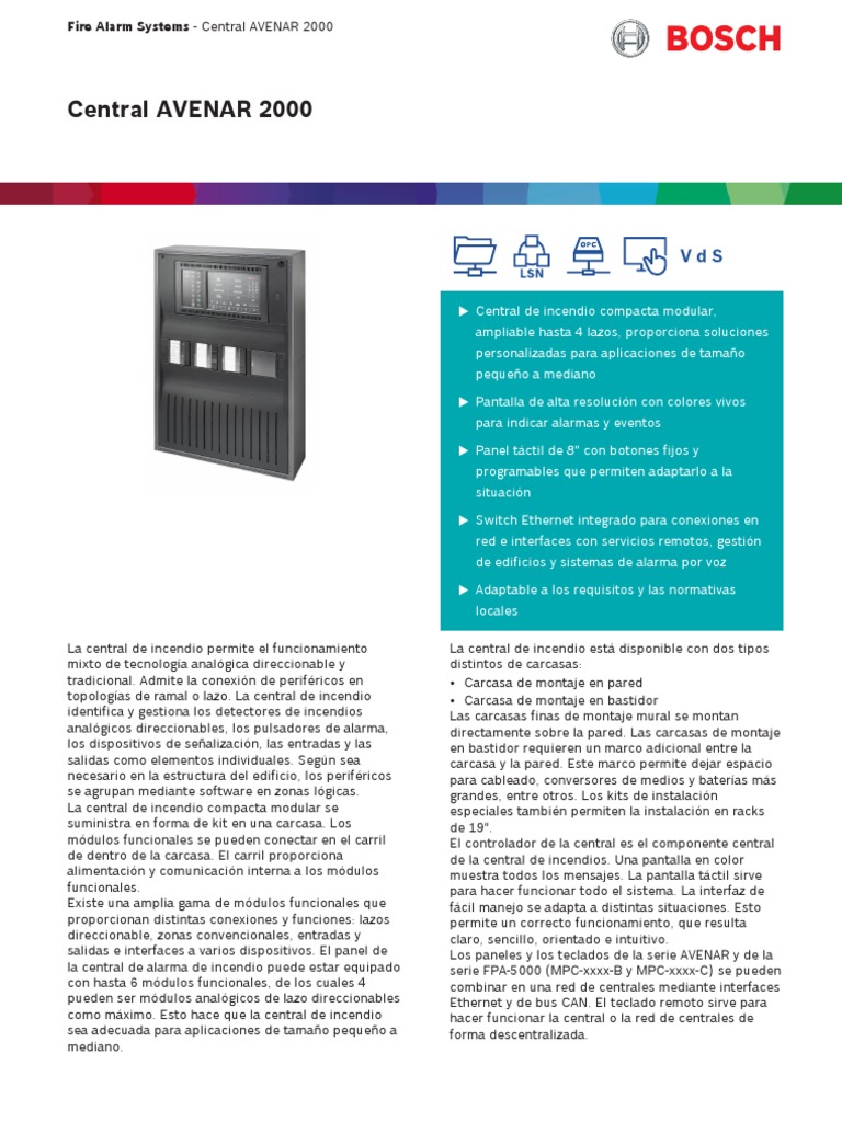 AVENAR Panel 2000 Data Sheet esES 82034422283 | PDF | Software | Relé