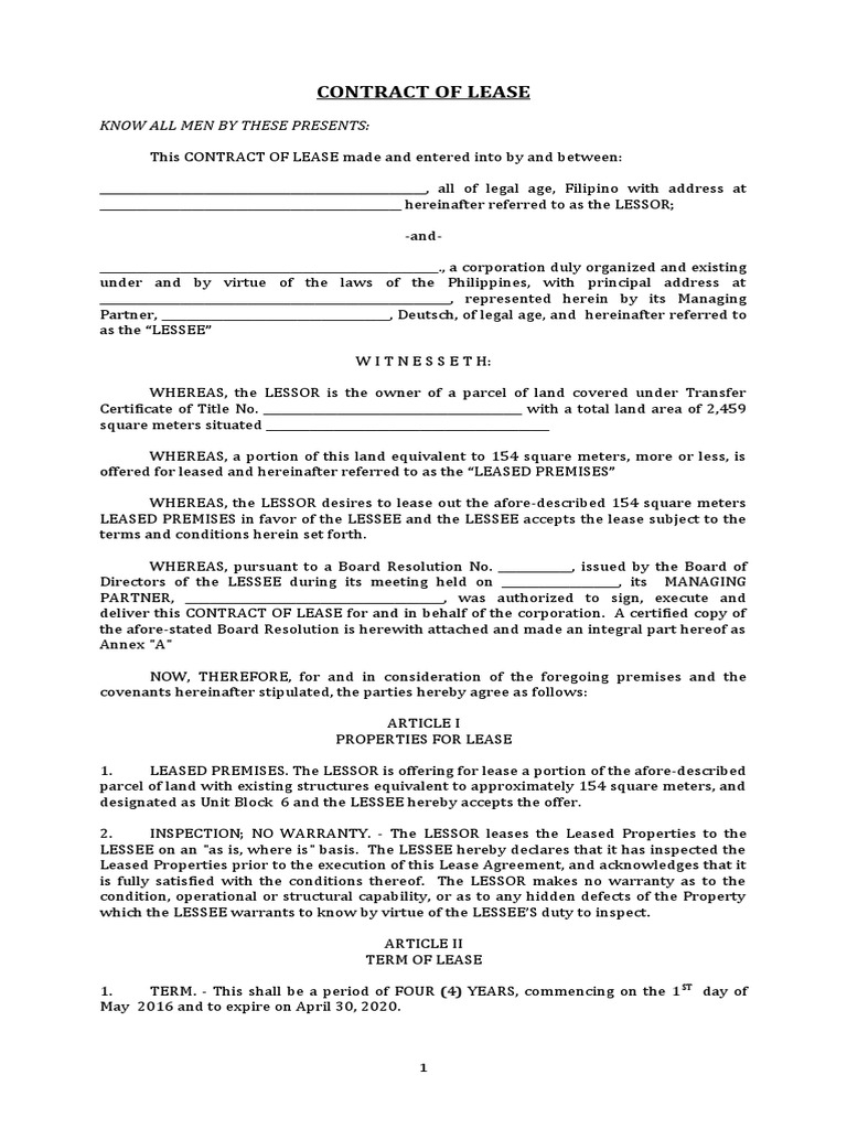 Sample Lease Contract | PDF | Lease | Assignment (Law)