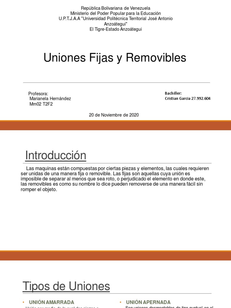 Tipos de Uniones Fijas y Removibles | PDF | Tornillo | Madera
