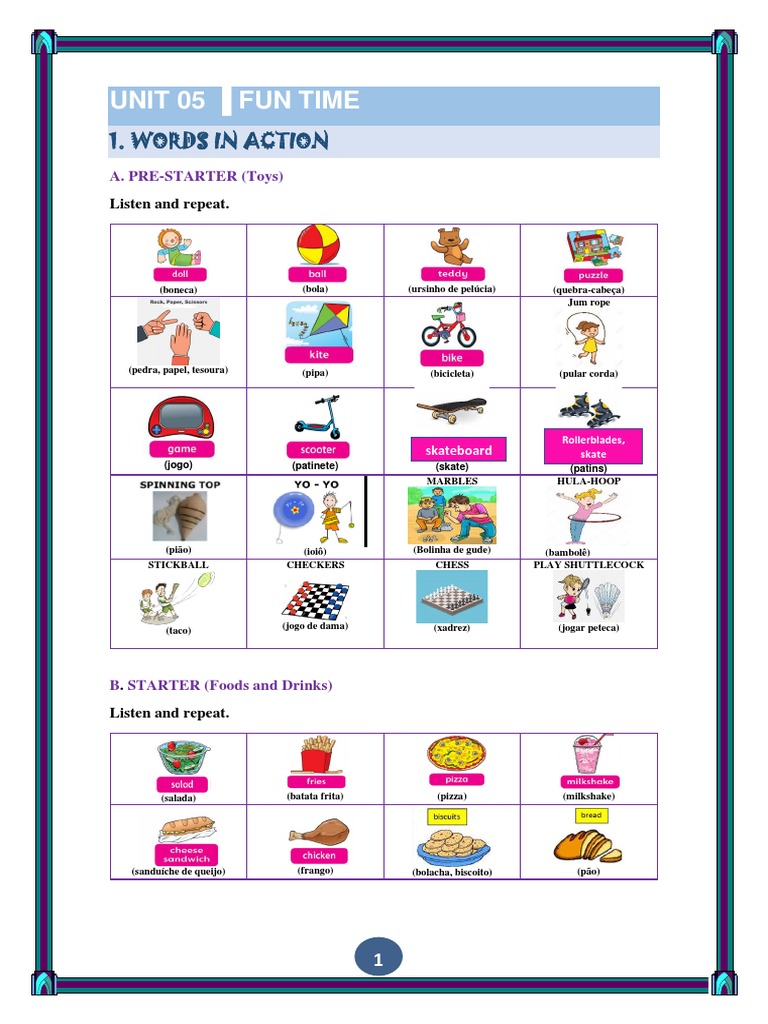 Fun Activities and Food Vocabulary Guide | PDF | Sports & Recreation ...