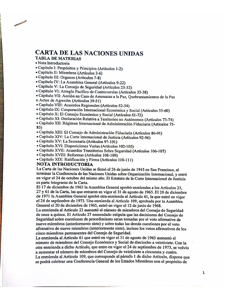 Carta de Las NACIONES UNIDAS | PDF