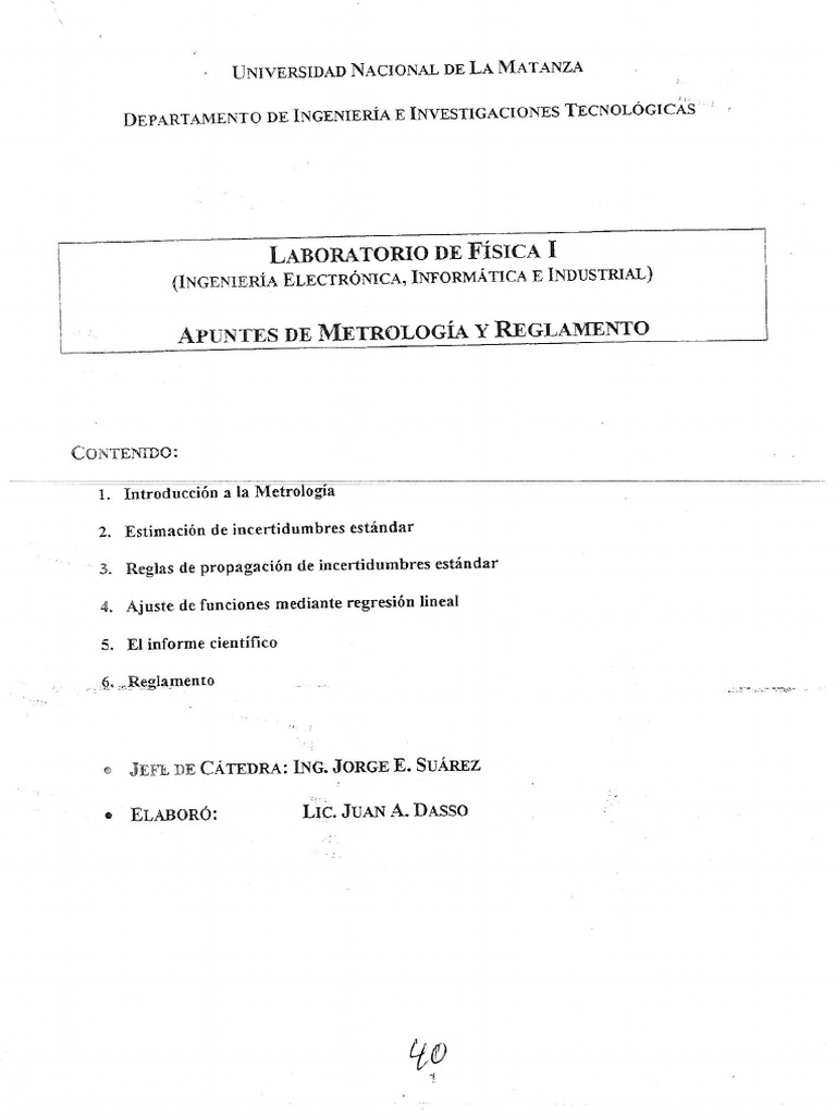 Apuntes de Metrologia y Reglamento de Laboratorio de Fisica DIIT UNLaM ... Apuntes de Metrologia y Reglamento de Laboratorio de Fisica DIIT UNLaM ...