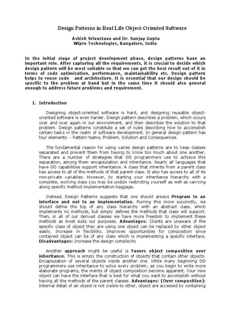 Design Patterns In Real Life Object Oriented Software Pdf Class Computer Programming