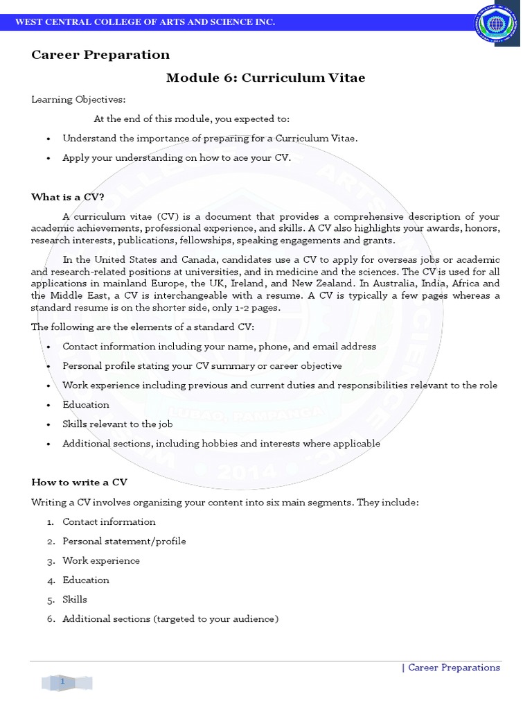 Module-6-on-Career-Preparation | PDF