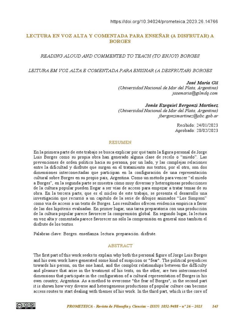 Reading Aloud and Commented To Teach (To Enjoy) Borges Leitura em Voz ...