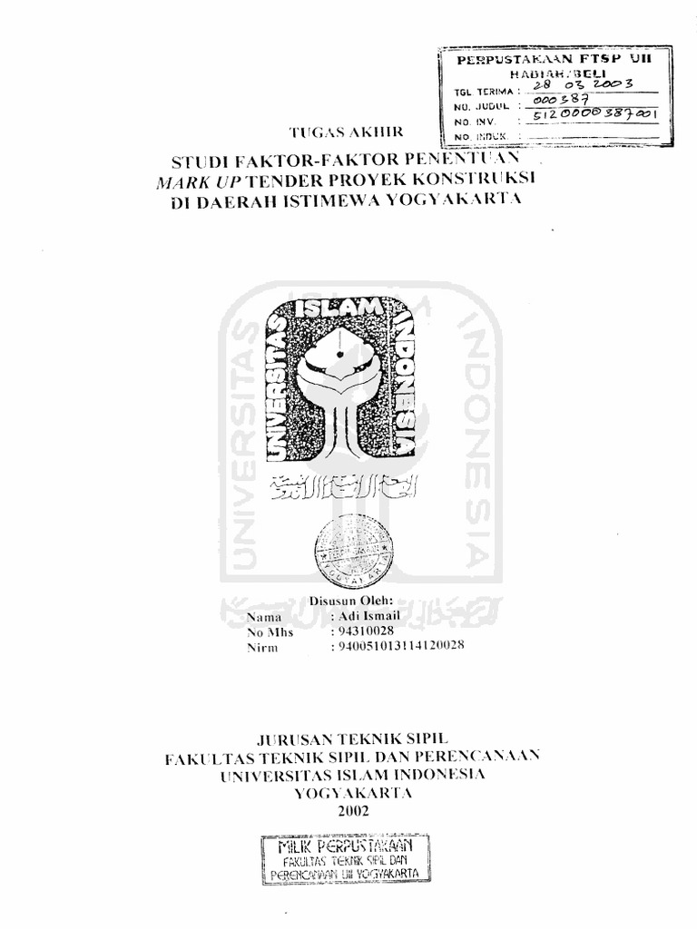 Faktor Penentu Mark Up Tender Konstruksi | PDF