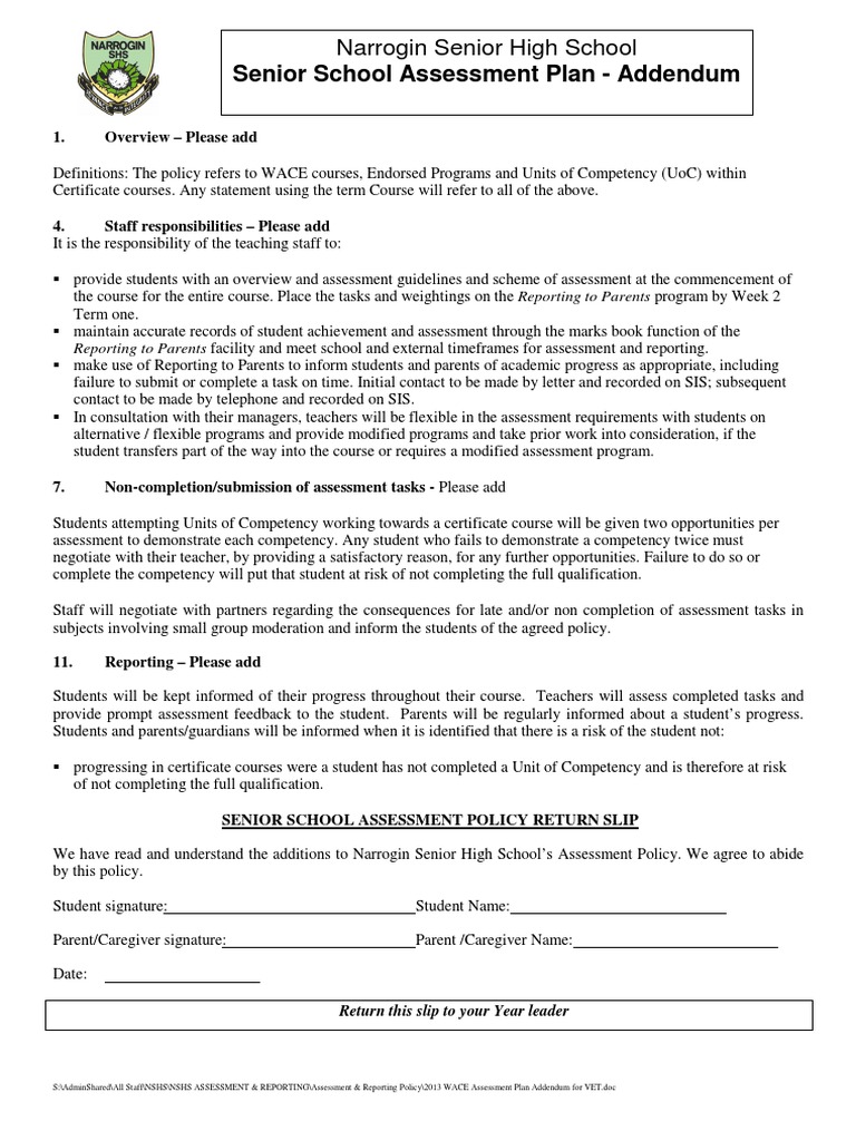 High School Assessment Plan | PDF