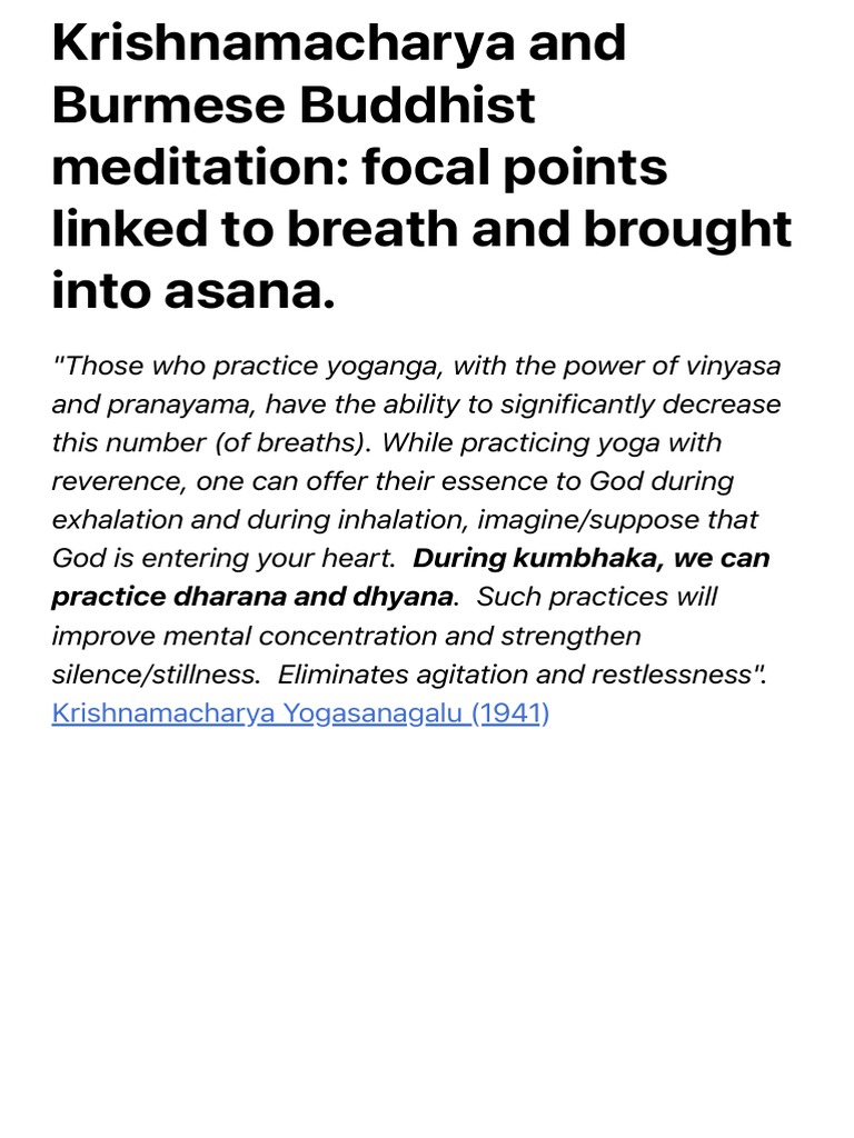 Krishnamacharya and Burmese Buddhism | PDF | Hatha Yoga | Meditation