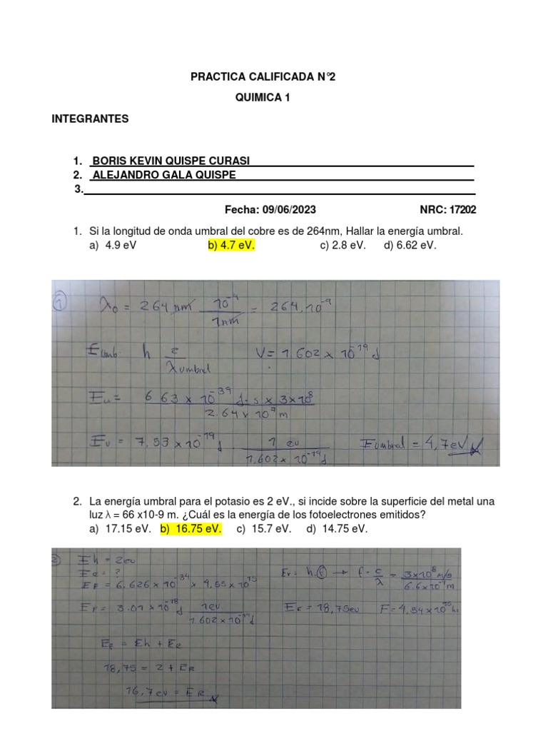 Practica Calificada n02 .. Trabajo Grupal. | PDF