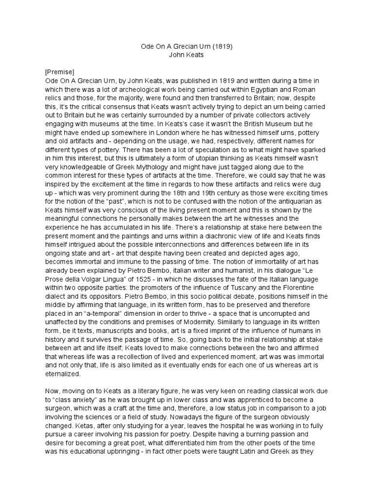 Ode On A Grecian Urn Analysis - University of Cyprus | PDF | John Keats ...