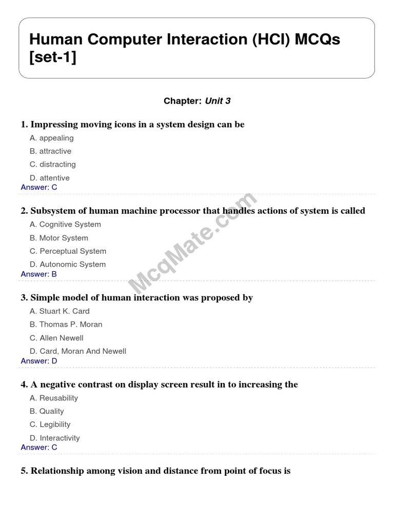 Human Computer Interaction (HCI) Solved MCQs [Set-1] McqMate.com | PDF | Human–Computer ...