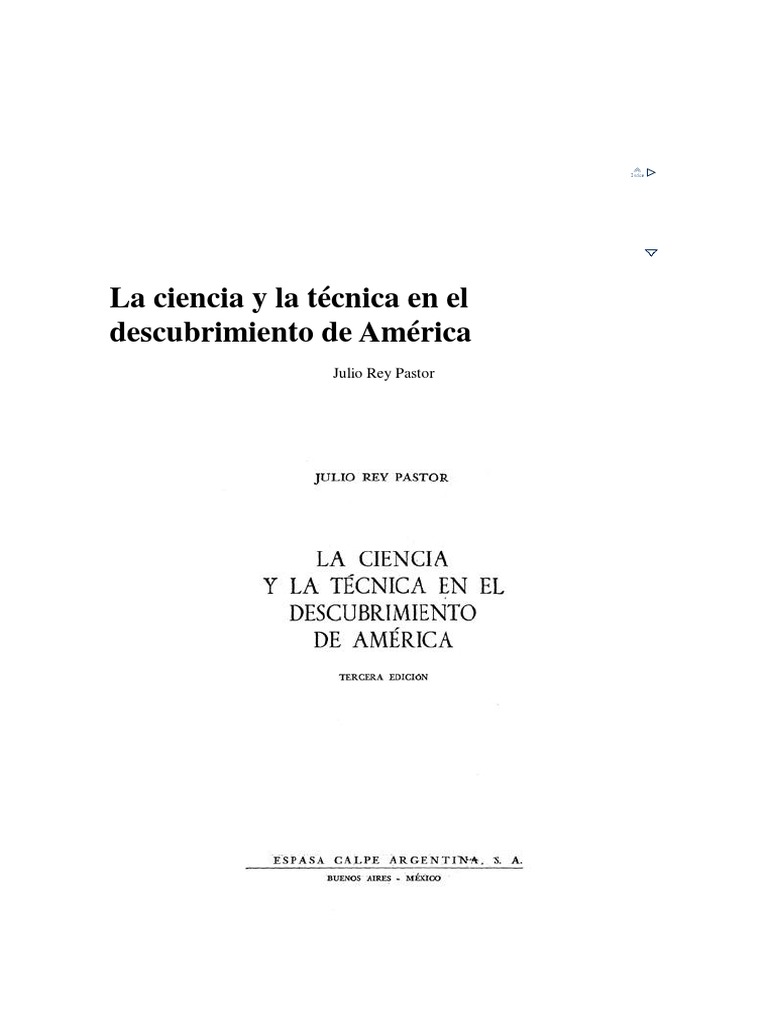 Rey Pastor La Ciencia y La Tecnica en El Descubrimiento de America Con ...