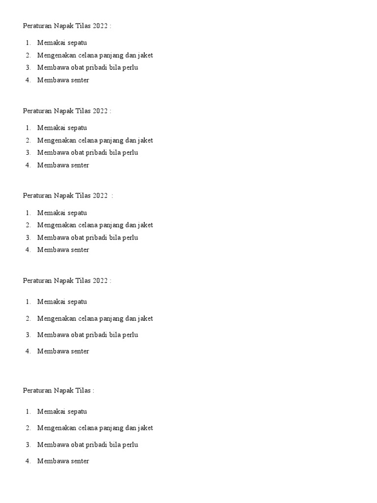 Peraturan Napak Tilas 2022 | PDF