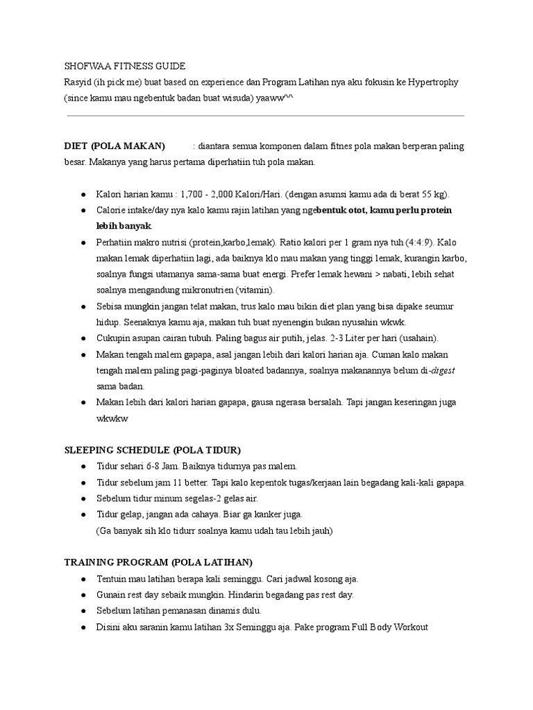 Shofwa's Fitness Guide | PDF