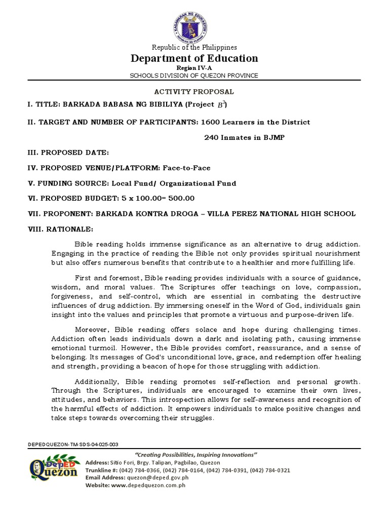 Activity Proposal-Barkada Babasa NG Bibliya | PDF | Bible | Hope