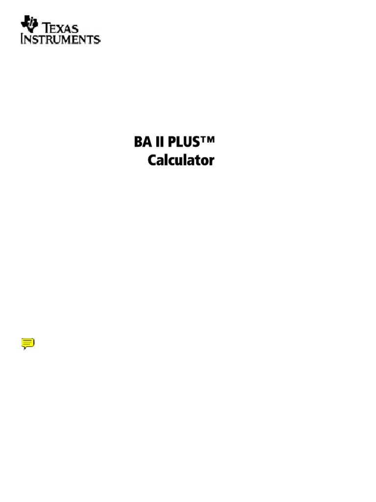 Texas Instruments BA II PLUS PRO - User Manual | PDF