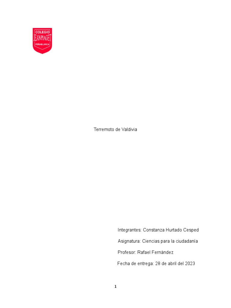 Trabajo Terremoto Valdivia | PDF | Temblores | Sismología