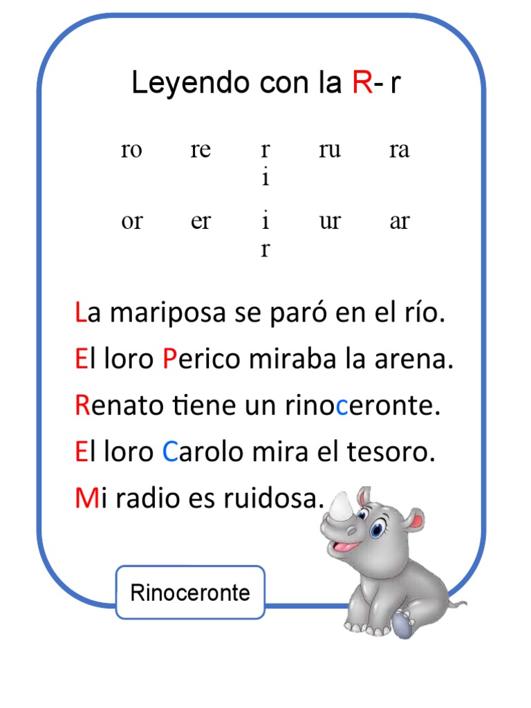 Leyendo Con La Letra R Lectura. | PDF