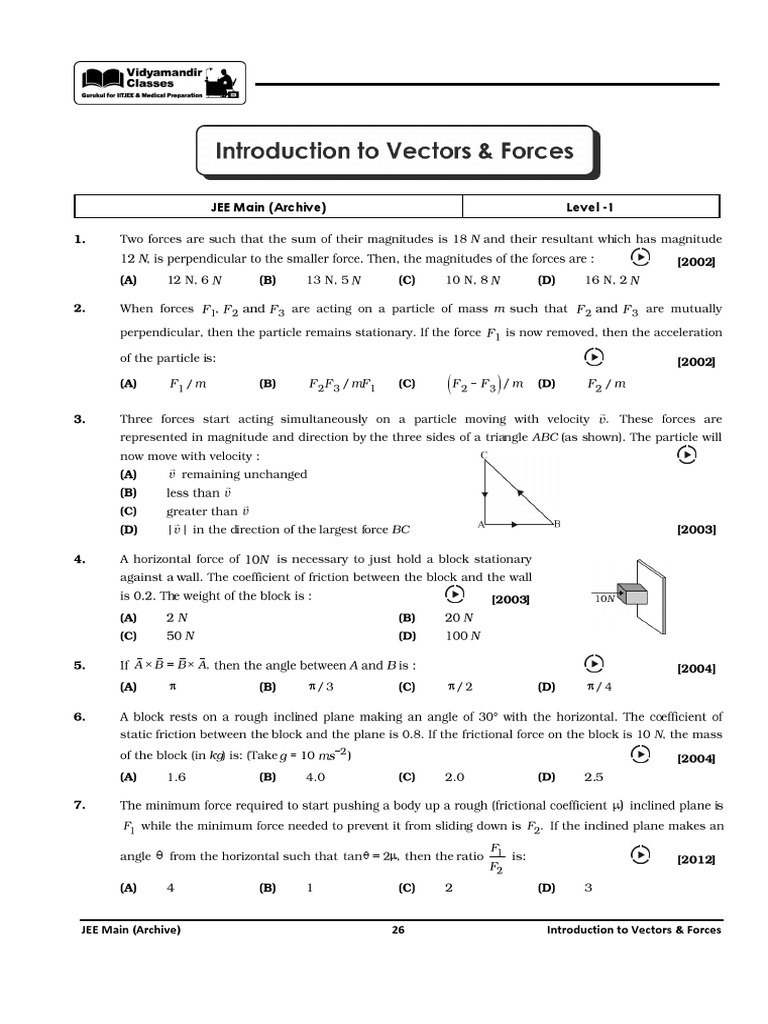 Vectors JEE Main Archive | PDF