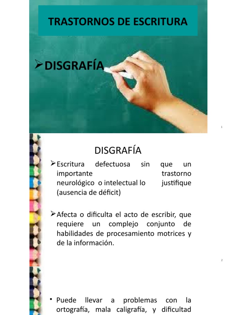 Presentación 7 Disgrafía | PDF | Cognición | Escritura