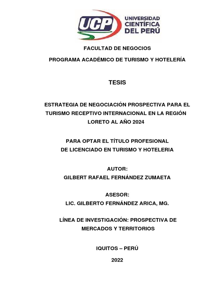 Gilbert Rafael Fernández Zumaeta - Tesis | PDF | Turismo | Perú
