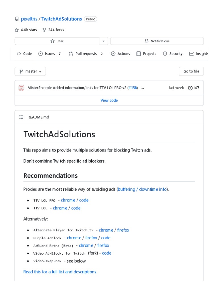 GitHub - pixeltris_TwitchAdSolutions | PDF