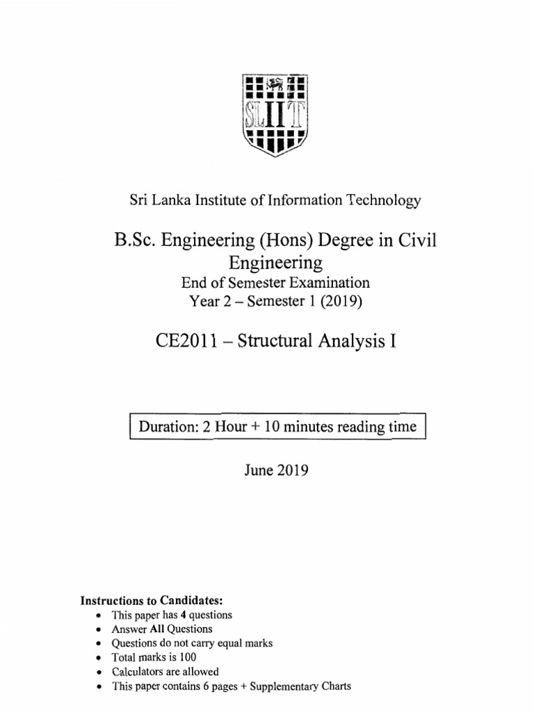 Structural Analysis Exam Paper | PDF | Beam (Structure) | Bending